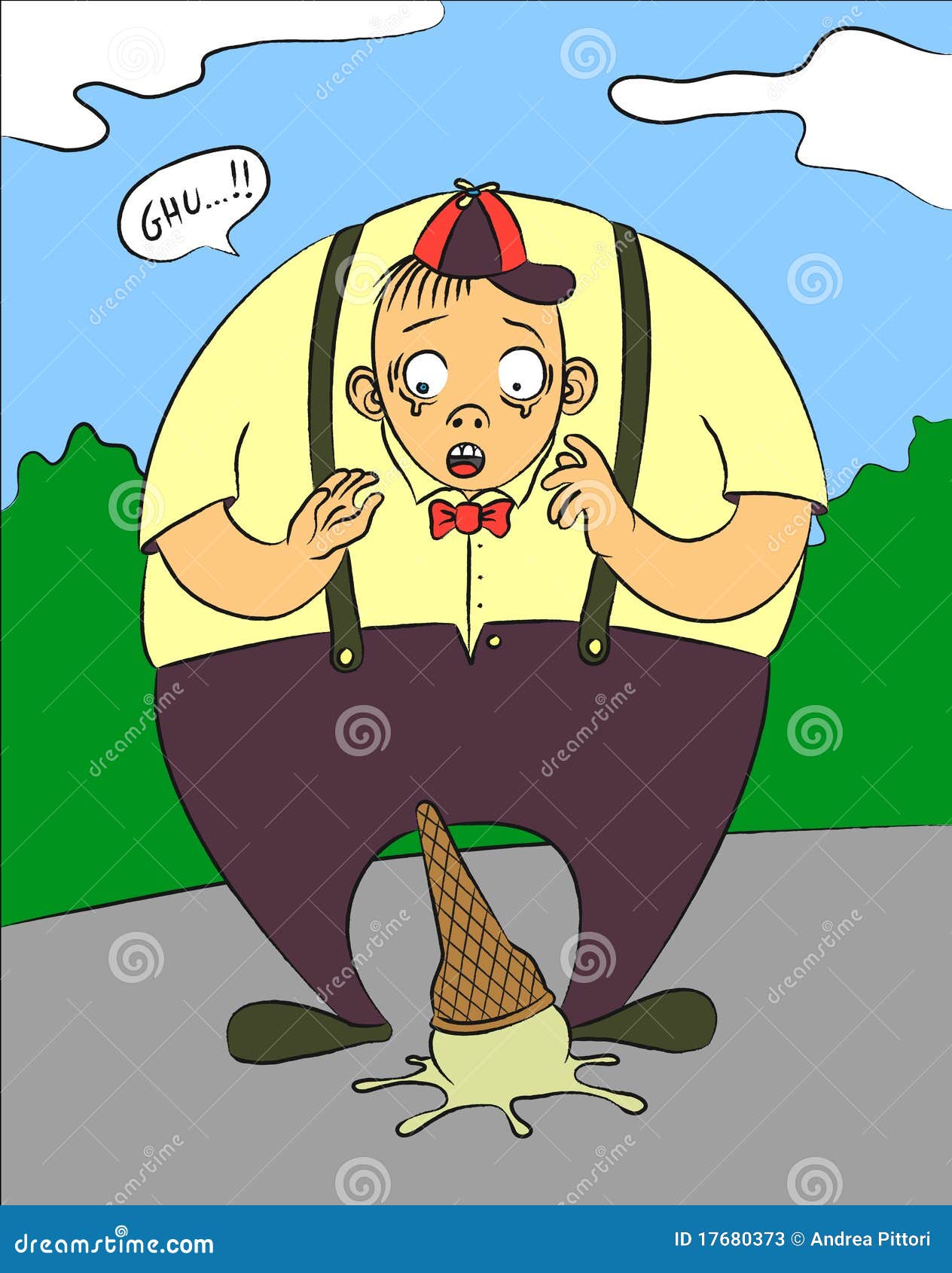Goofy Kid Cries Over Dropped Ice Cream Stock Vector - Illustration of ...