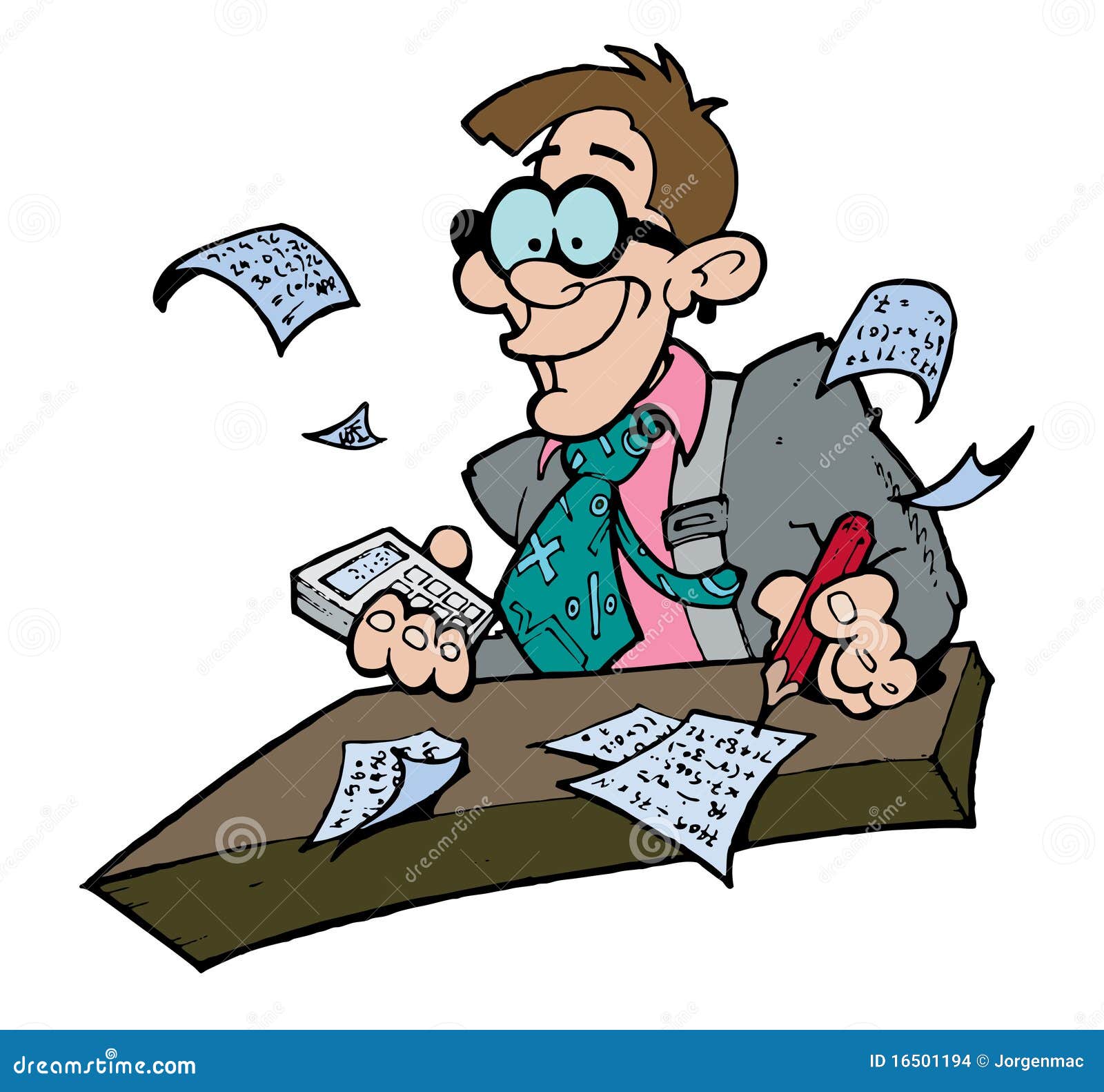Accountant Calculating Numbers On Desk Cartoon Vector | CartoonDealer ...