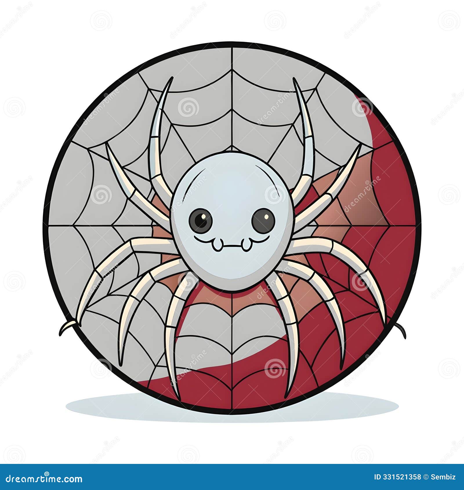 Goofy Spider in Web Halloween Sticker, Isolated on White Background ...