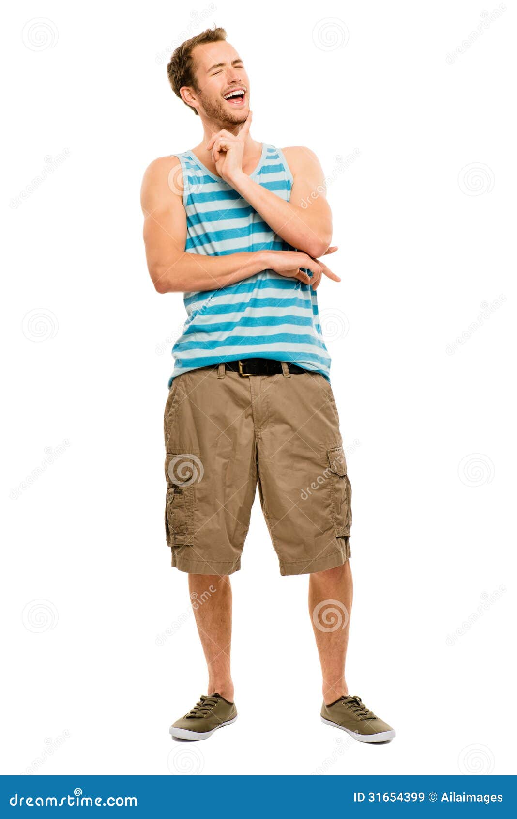 Goofy Young Man Laughing Isolated White Background Stock Image - Image ...