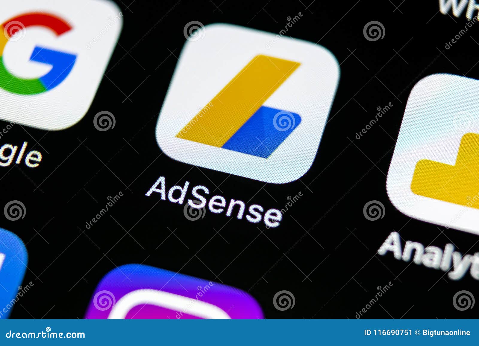Google AdSense Application Icon on Apple IPhone X Screen Close-up ...