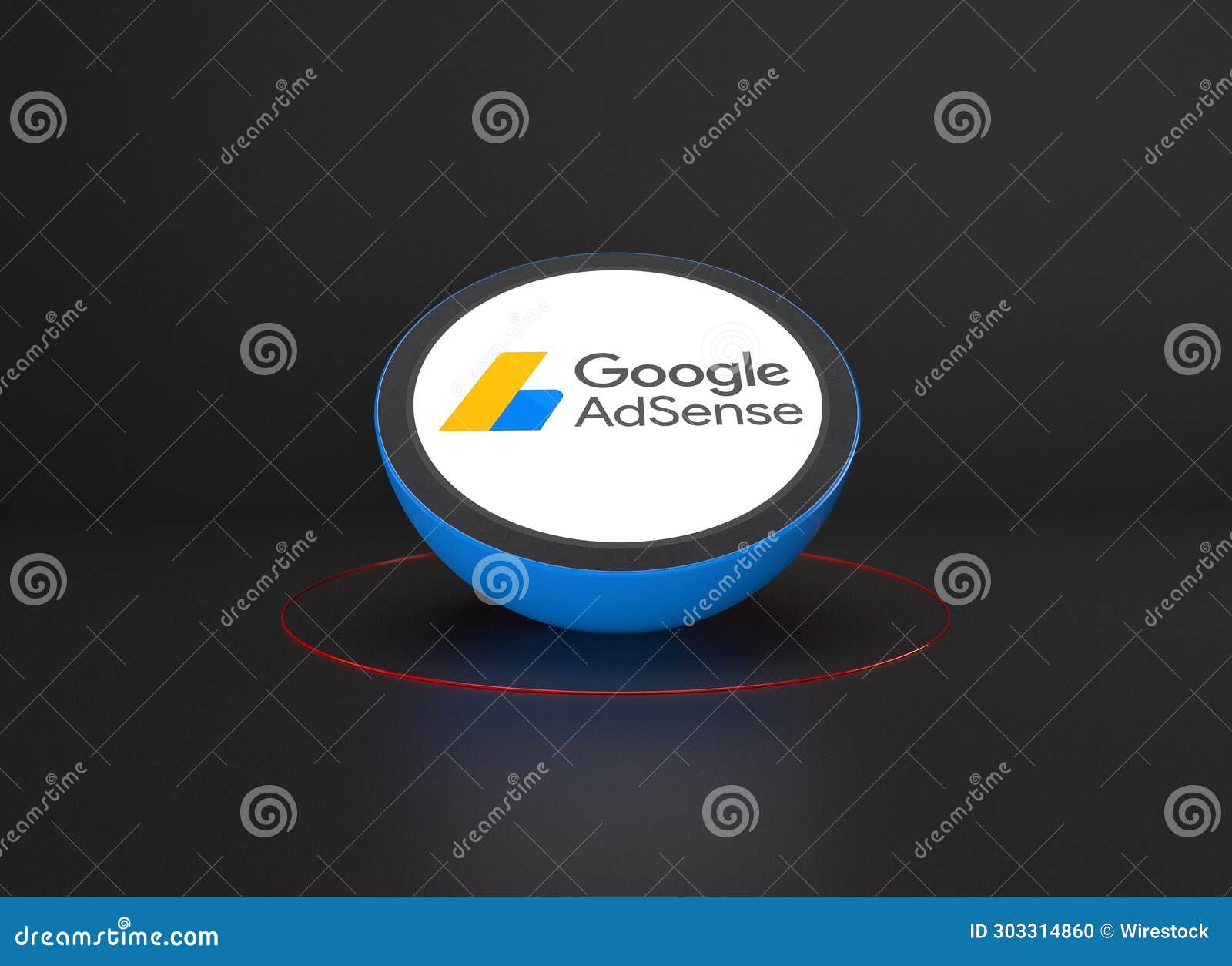 Google AdSense Featured Prominently on a Blue and White Spherical ...