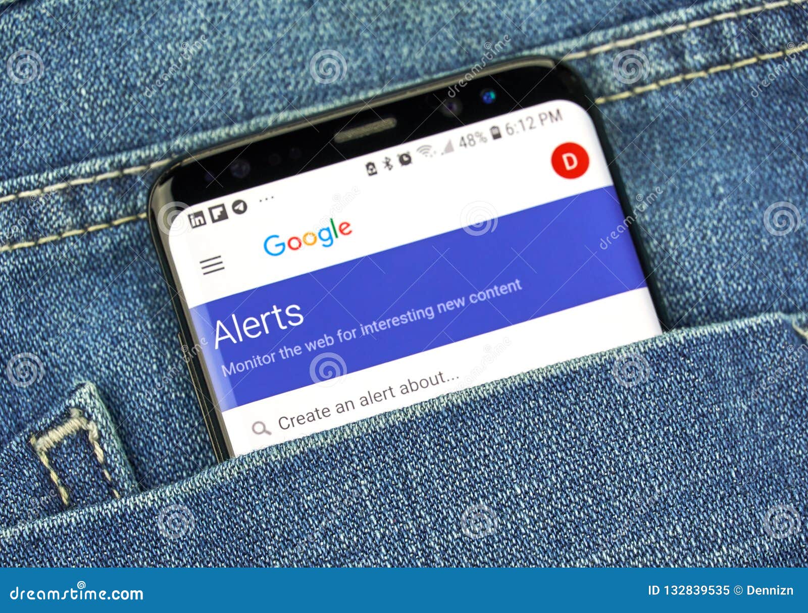Google Alerts on a Phone Screen in a Pocket Editorial Image - Image of ...
