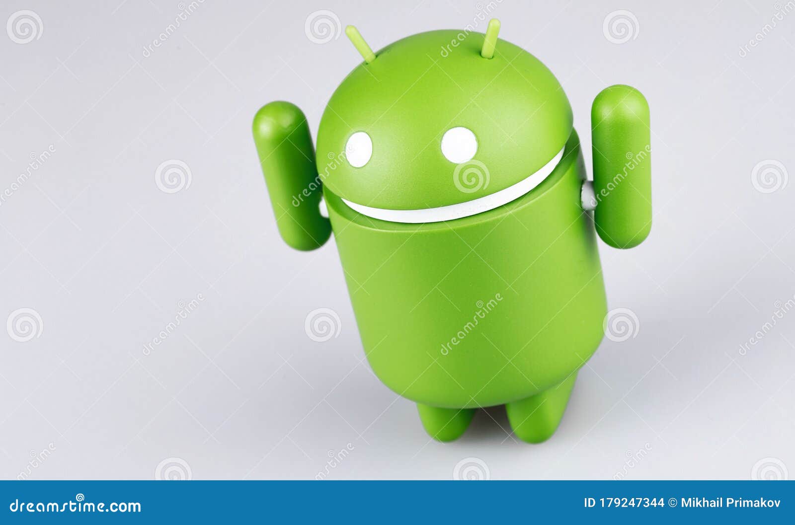 Google Android Figure with Raised Hands on Grey Background Editorial ...