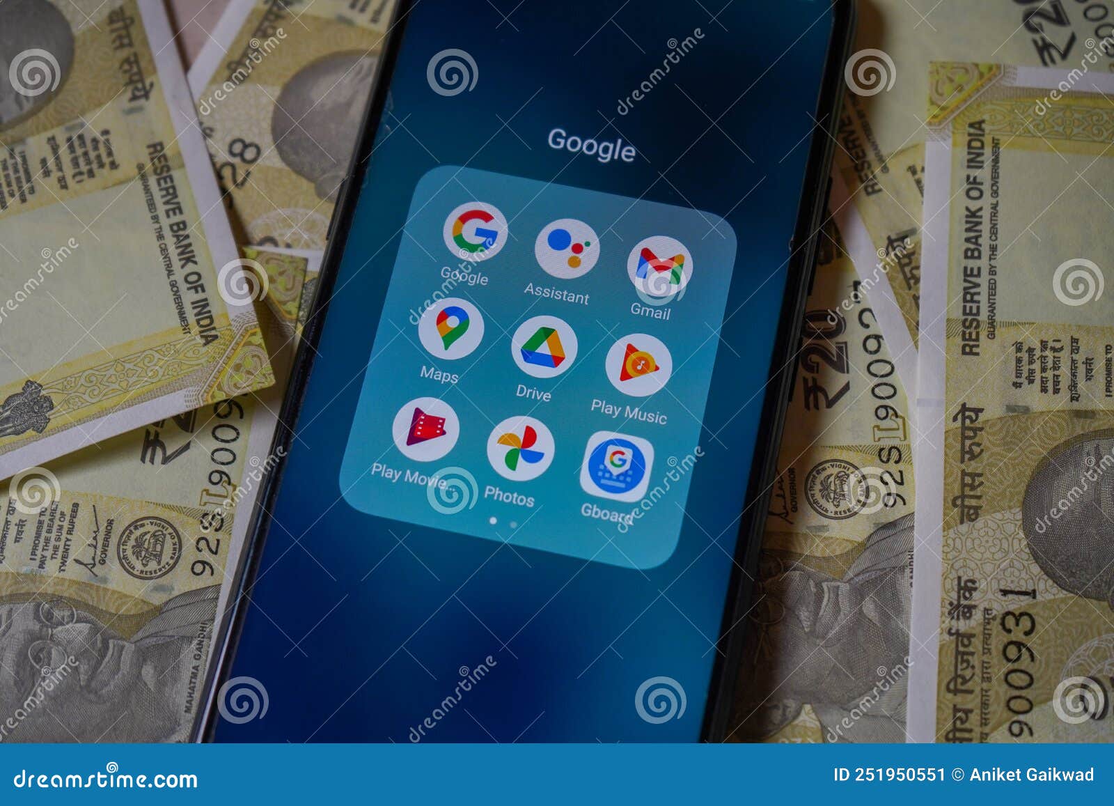 Google Apps in Folder. Google Applications Icons on Smartphone Display ...