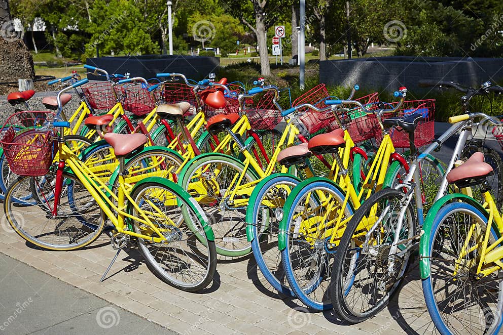 Google Bikes with Google Colors Stock Photo - Image of transport ...