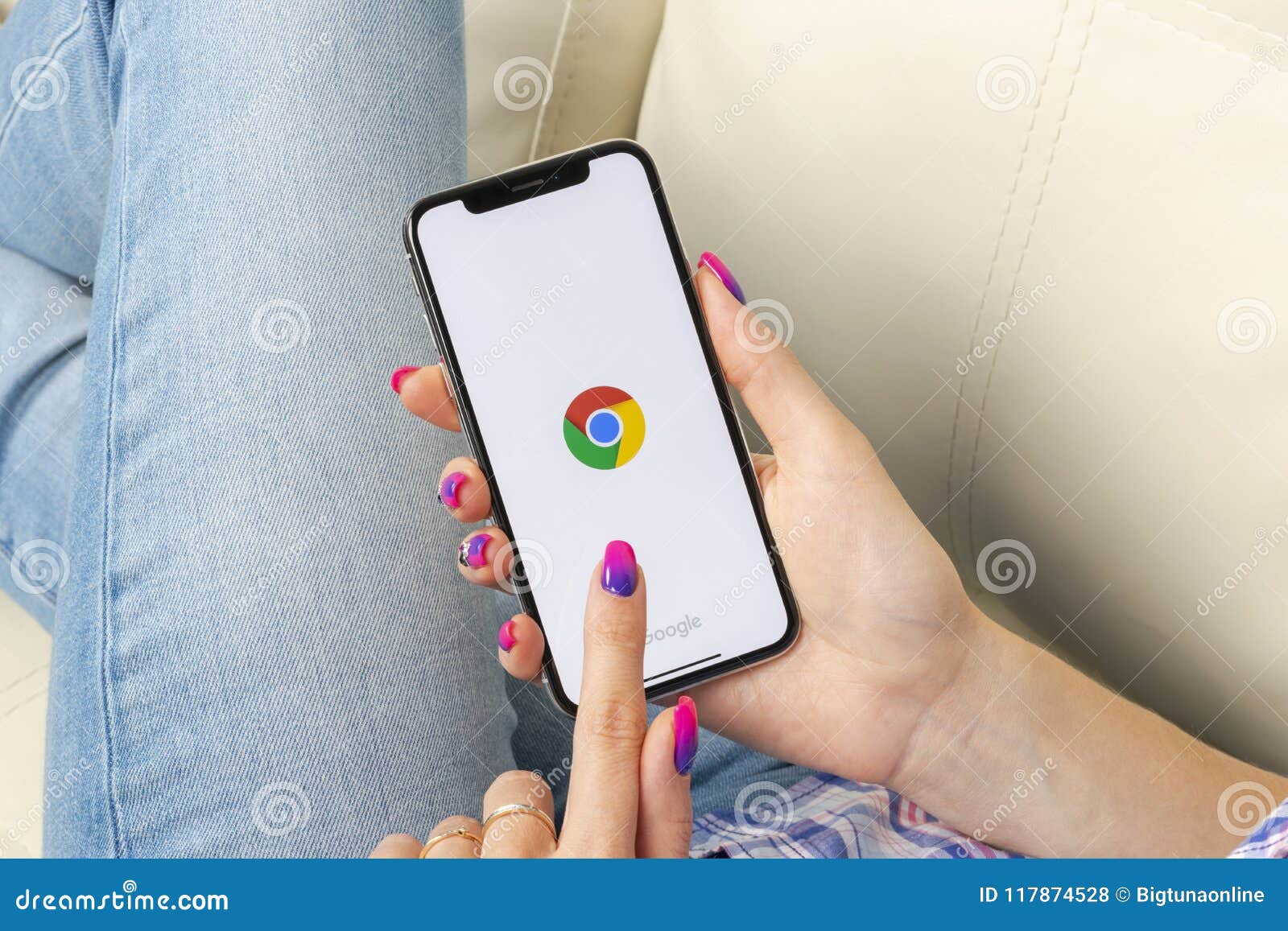 Google Chrome Application Icon on Apple IPhone X Screen Close-up in ...