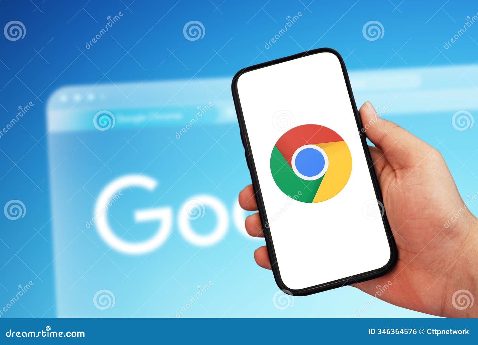 Google Chrome on Smartphone Screen with User Interface Blur in the ...