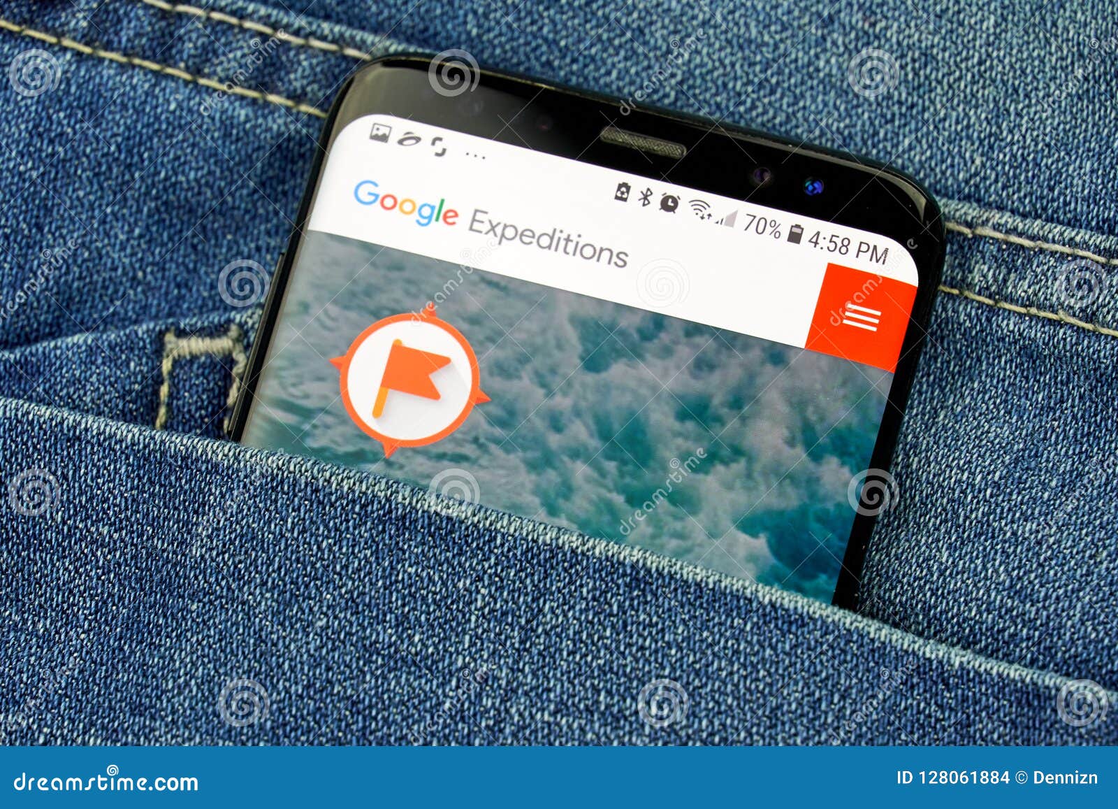Google Expeditions App on a Phone Screen in a Pocket Editorial Stock ...