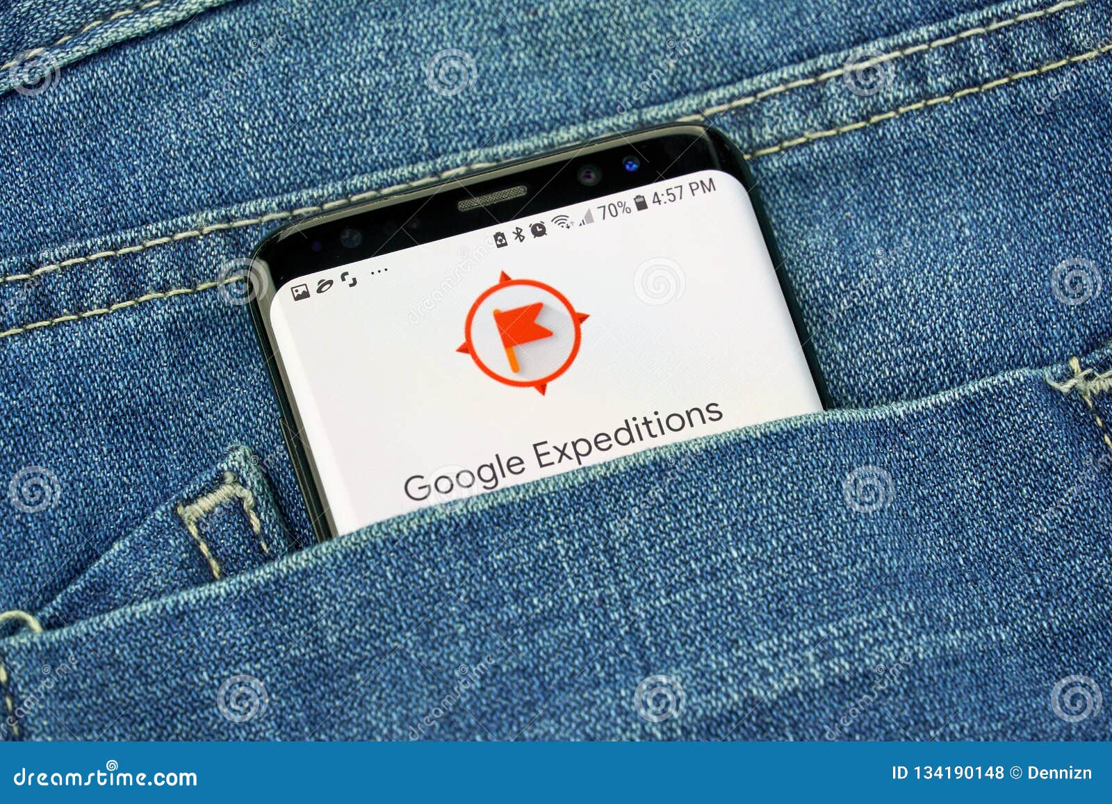 Google Expeditions App on a Phone Screen in a Pocket Editorial Stock ...