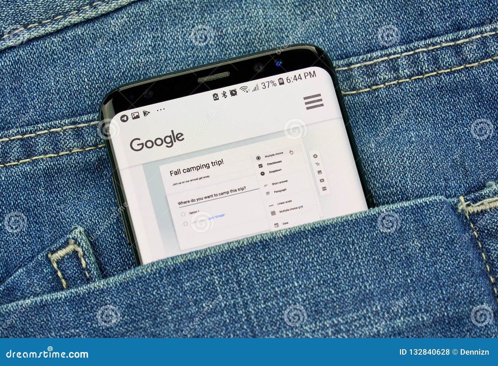 Google Forms on a Phone Screen in a Pocket Editorial Stock Photo ...