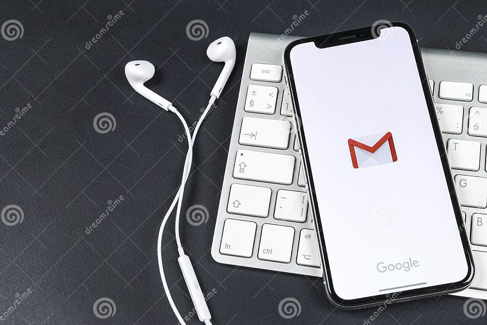 Google Gmail Application Icon on Apple IPhone X Smartphone Screen Close ...