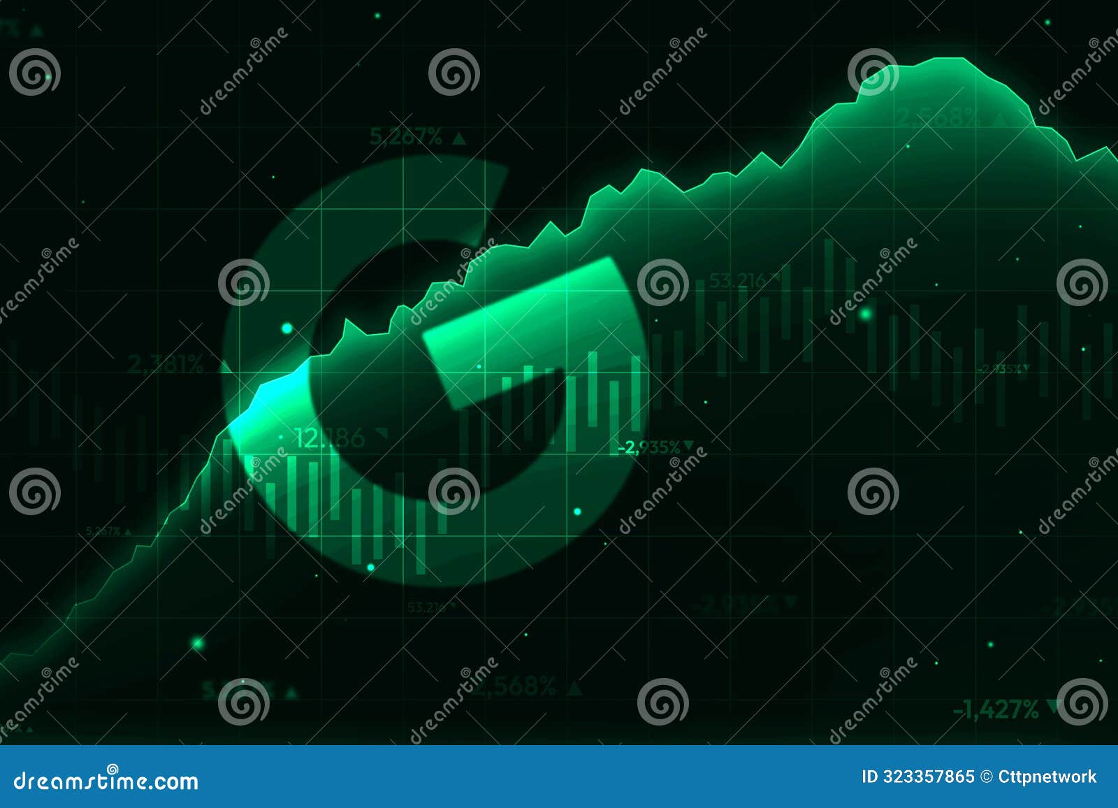 Google Going in Profit with Green Glowing Graph, Editorial Backdrop ...