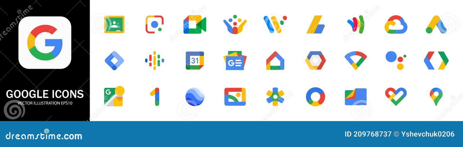 Google LLC. Apps from Google. Official Logotypes of Google Apps ...