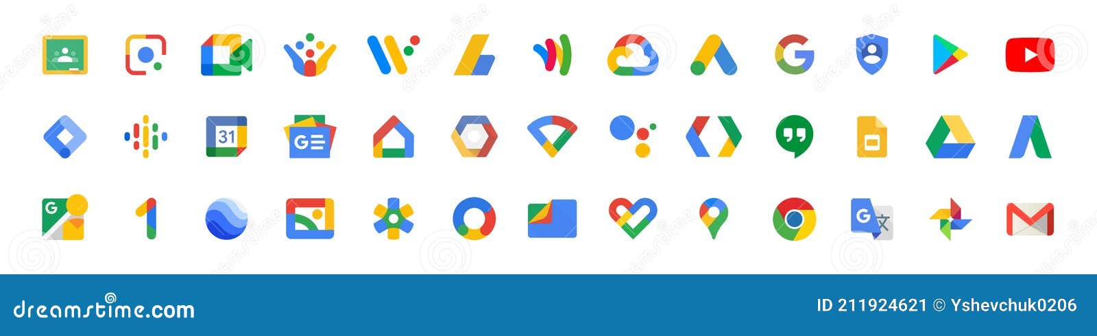 Google LLC. Apps from Google. Official Logotypes of Google Apps ...
