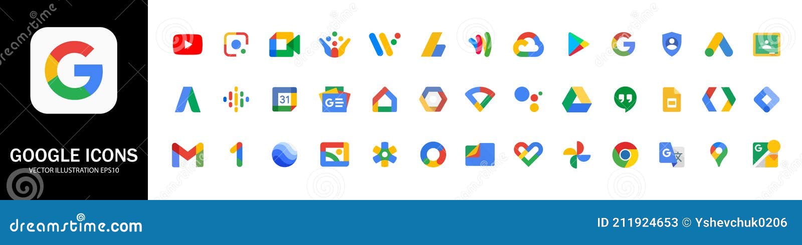 Google LLC. Apps from Google. Official Logotypes of Google Apps ...