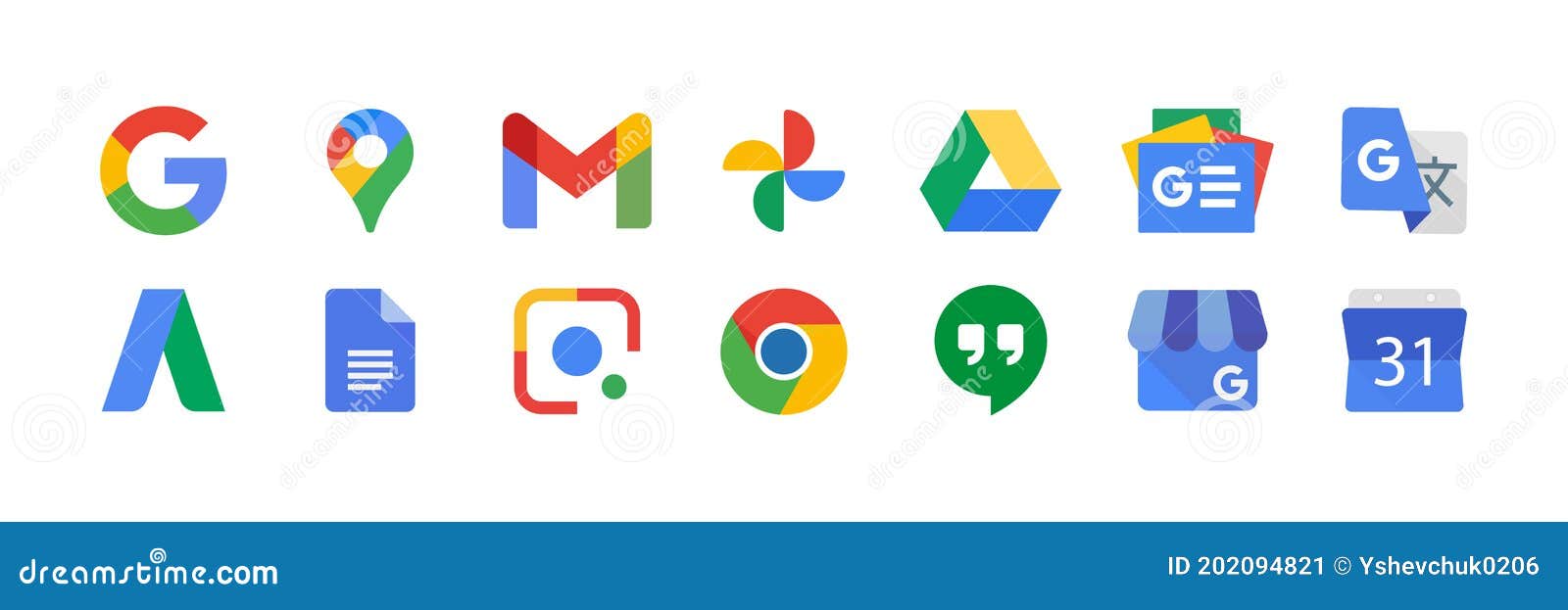 Google LLC. Apps from Google. Official Logotypes of Google Apps ...