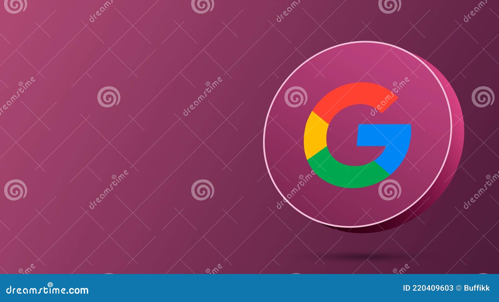 Google Logo Minimal Design on the Round Button 3d Render. Social Media ...