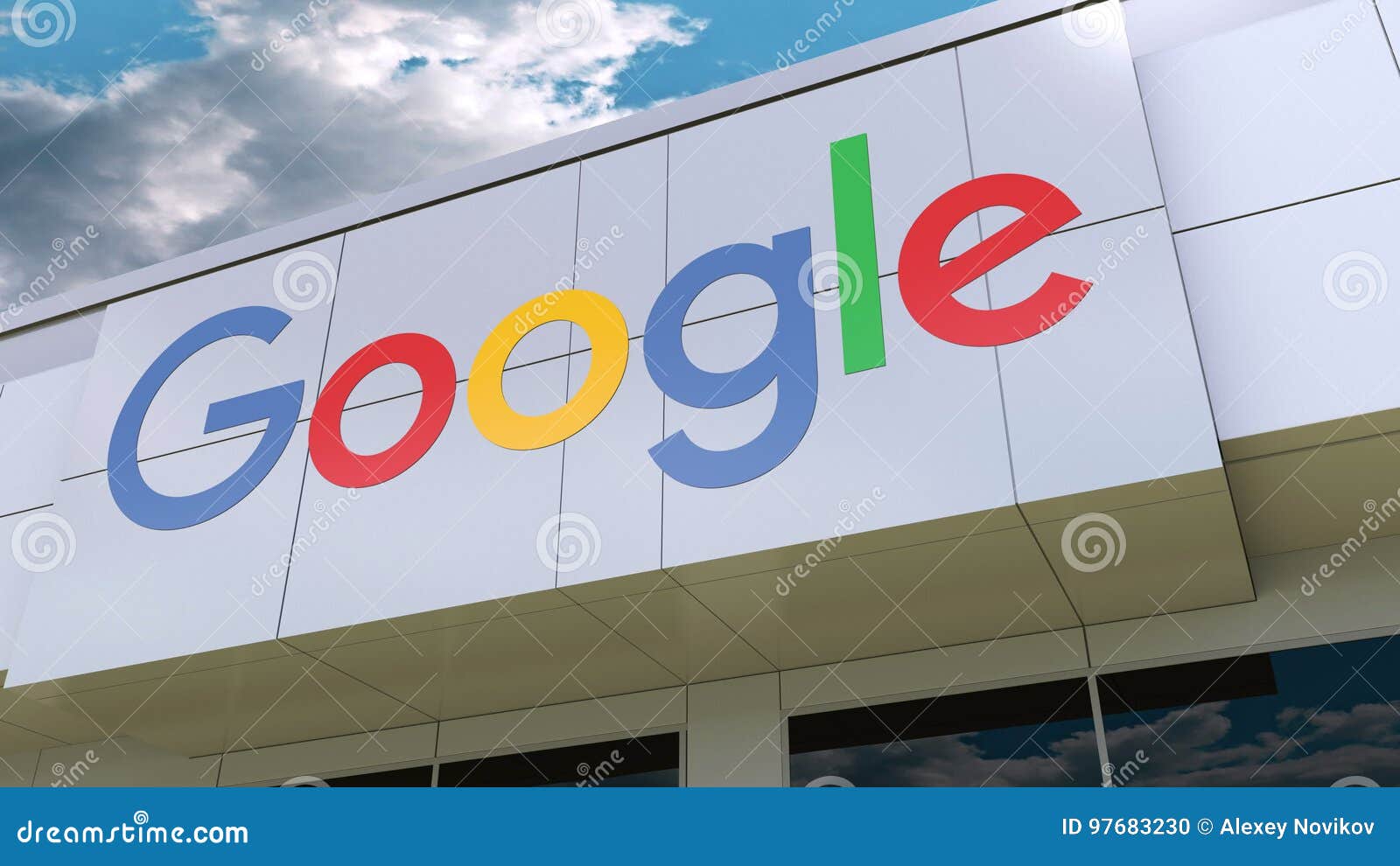 Google Logo on the Modern Building Facade. Editorial 3D Rendering ...