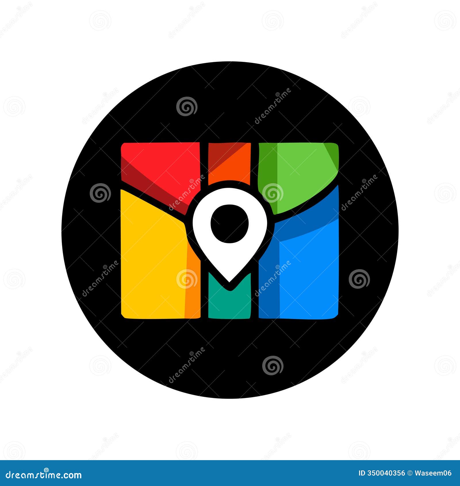 Google Map Pin Icon in Flat Style on Black Background. Location Symbol ...