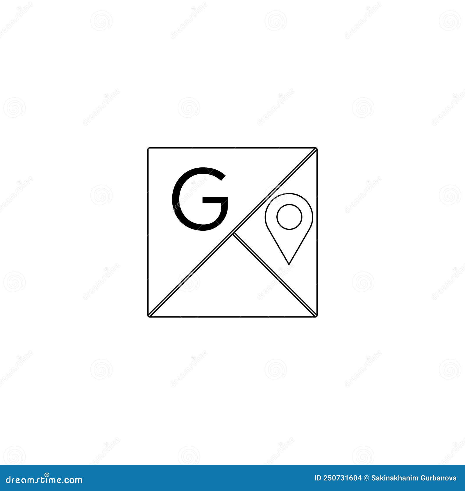 Google Map Thin Line Illustration Stock Vector - Illustration of online ...