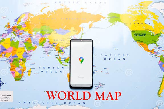 Google map for travelling editorial stock photo. Image of pointer ...