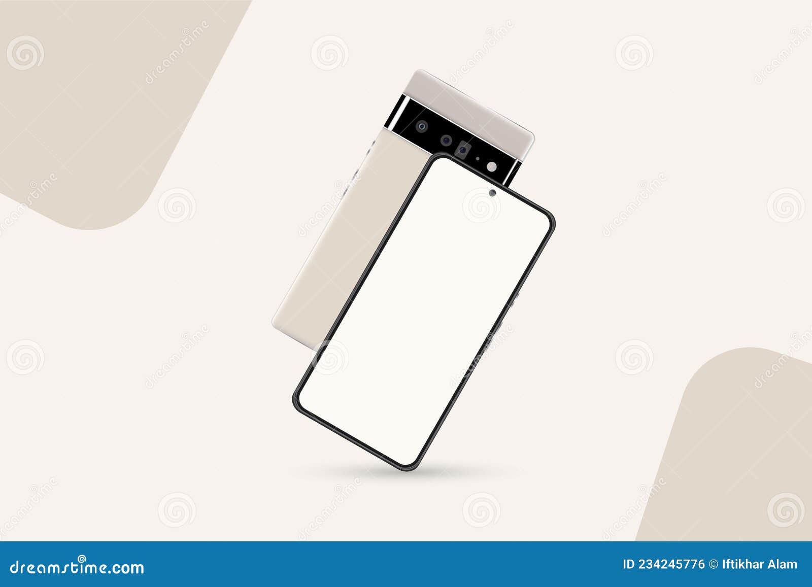 Google Pixel Mobile Vector with an Off-white Frame and a Triple Camera ...