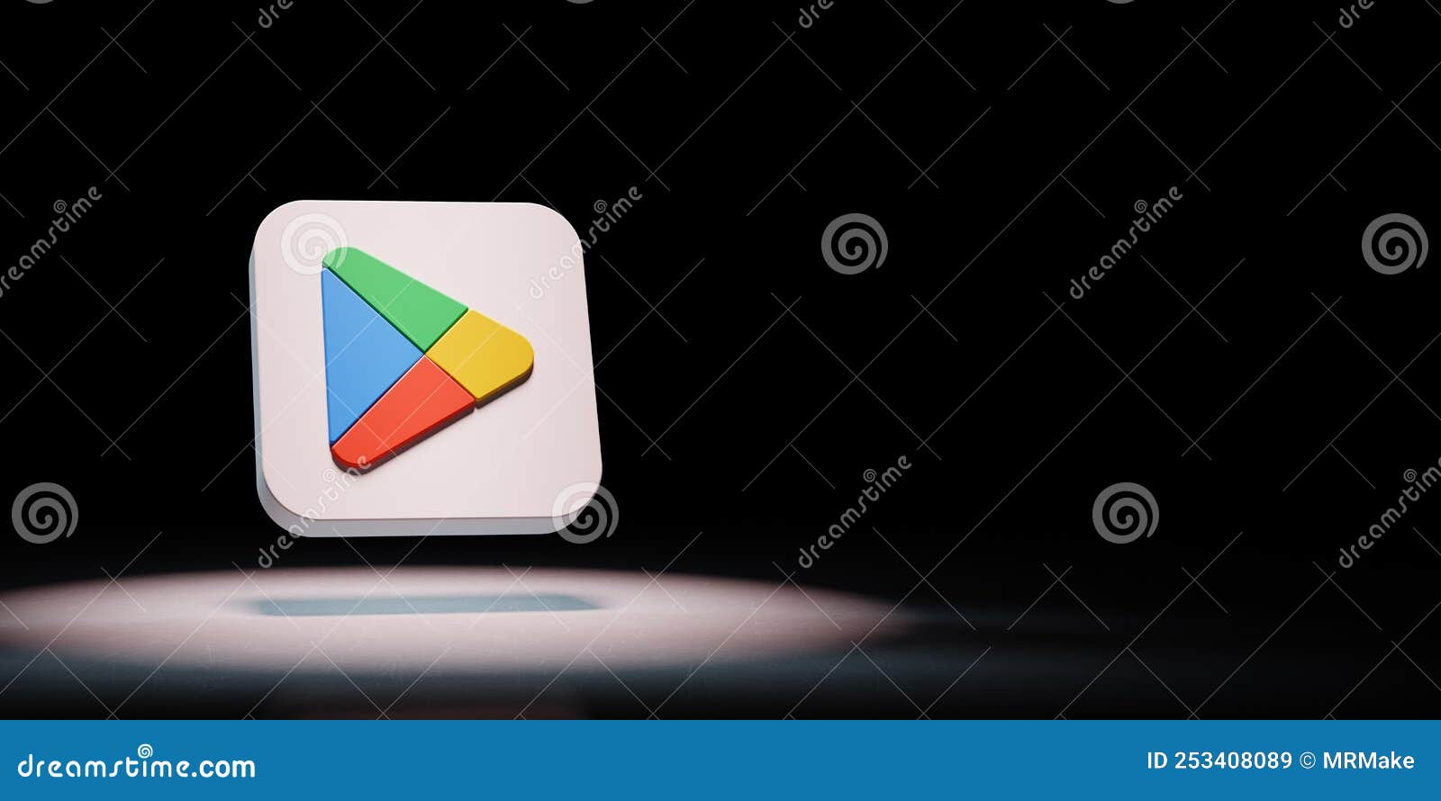 Google Play Store App 2022 Icon Spotlighted on Black Background ...