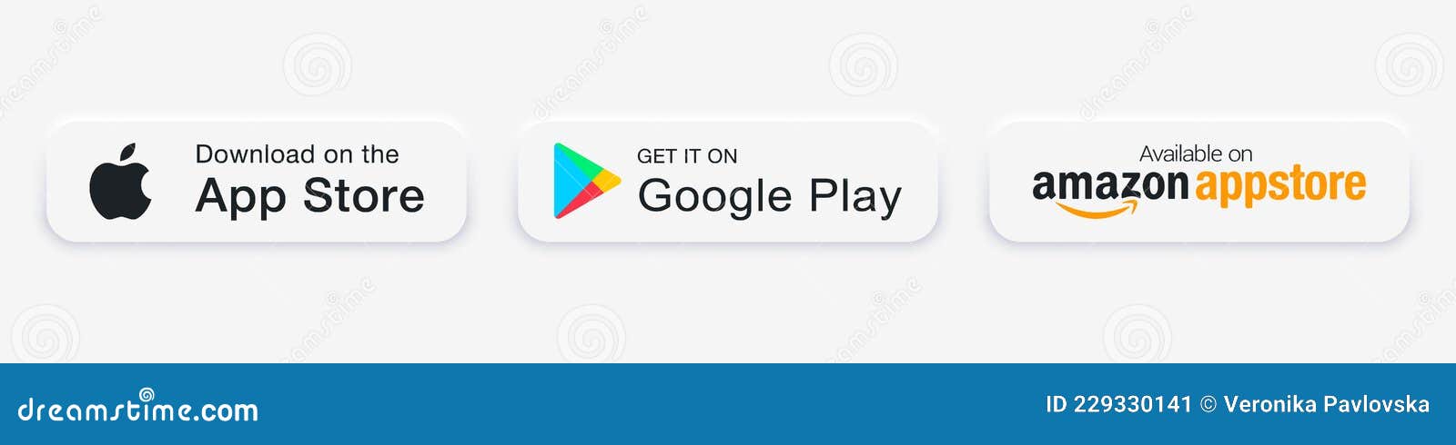 Google Play Store, Apple App Store and Amazon Appstore Buttons with ...