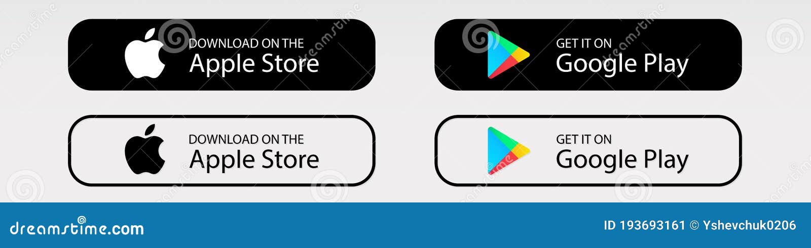 Google Play Store and Apple App Store Buttons. Vector Illustration EPS ...
