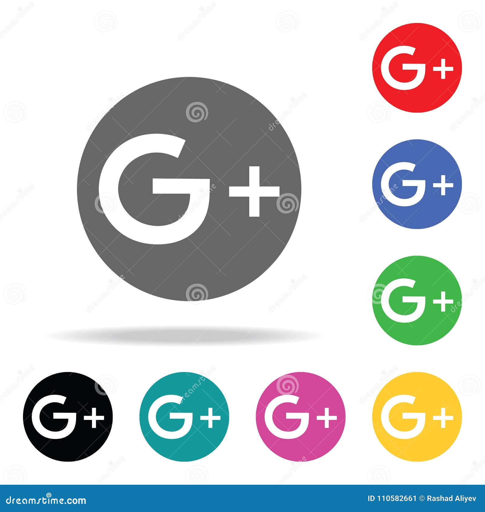 Google Plus Icons. Elements in Multi Colored Icons for Mobile Concept ...