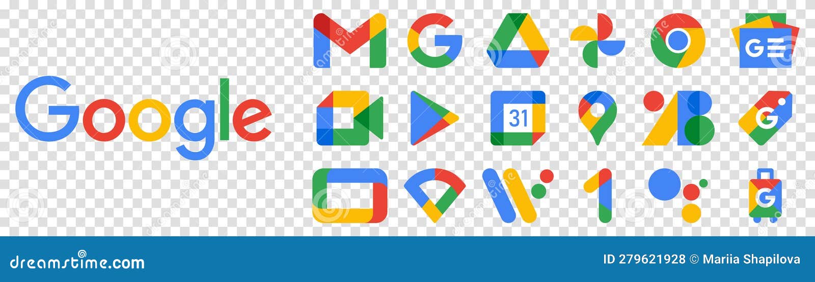 Google Products And Programs Logo On A White Background. Google Icons ...
