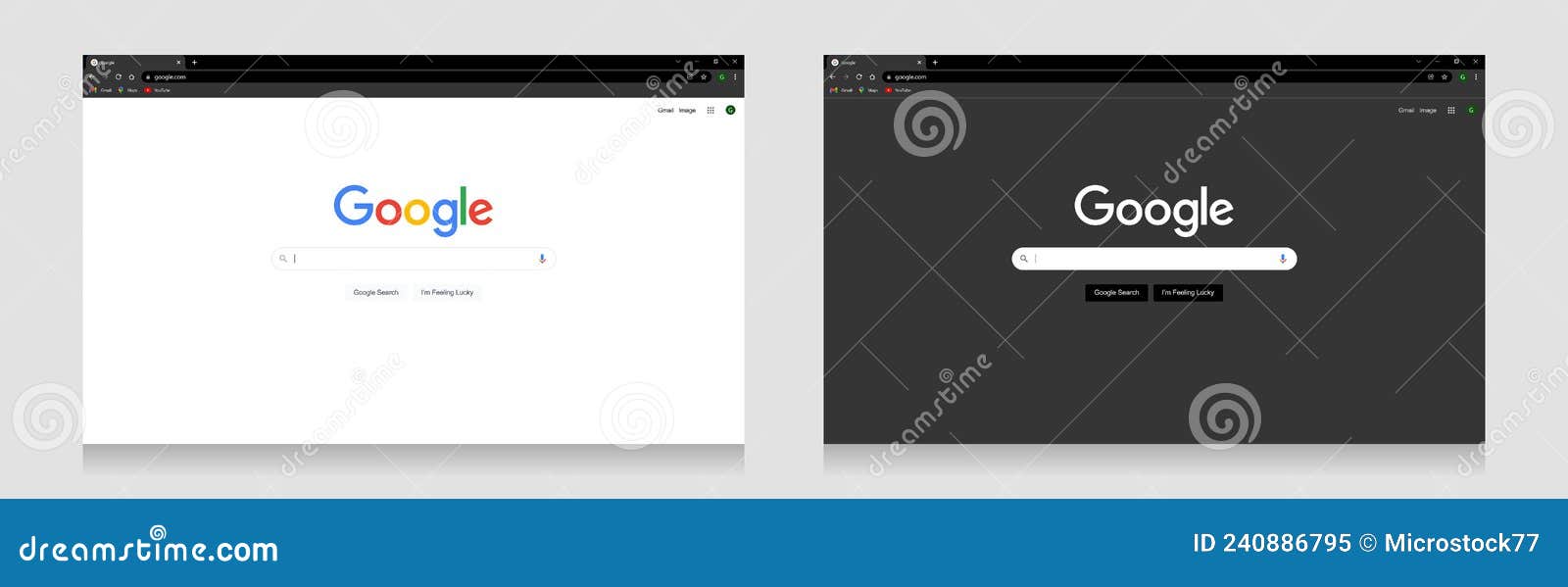 Google Search Web Page, Light and Dark Themes, Vector Editorial ...