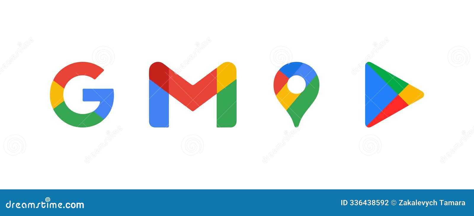 Google Service Icons Including Gmail and Maps. Vector Illustration ...