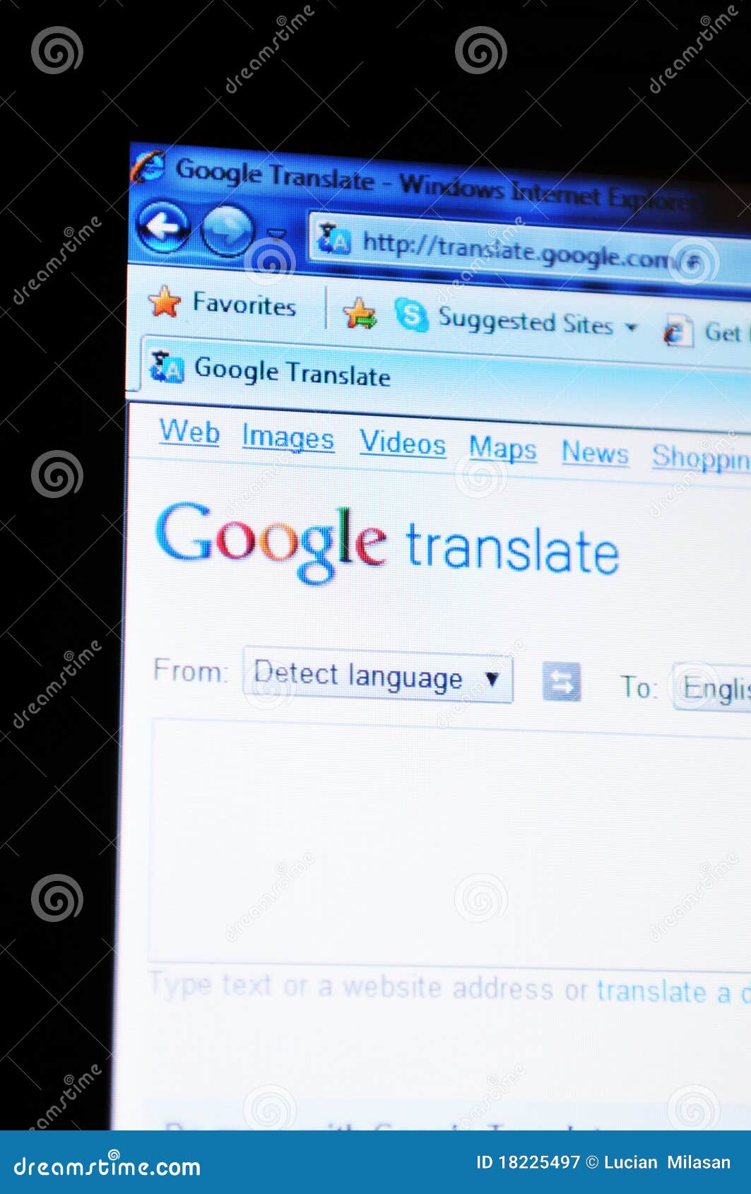 Google traduce fotografía editorial. Imagen de pantalla - 18225497