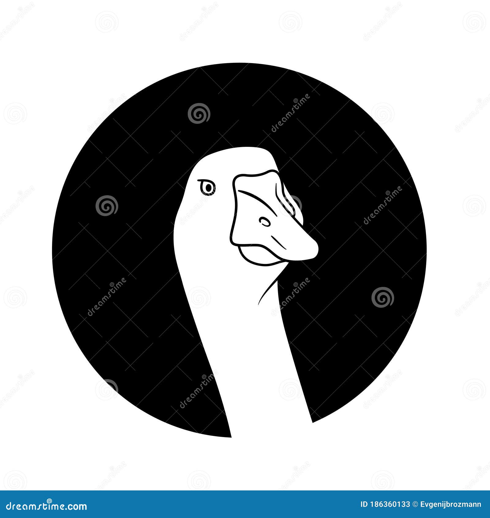 Goose Head Looking Forwards in a Black Circle. Animal Illustration ...