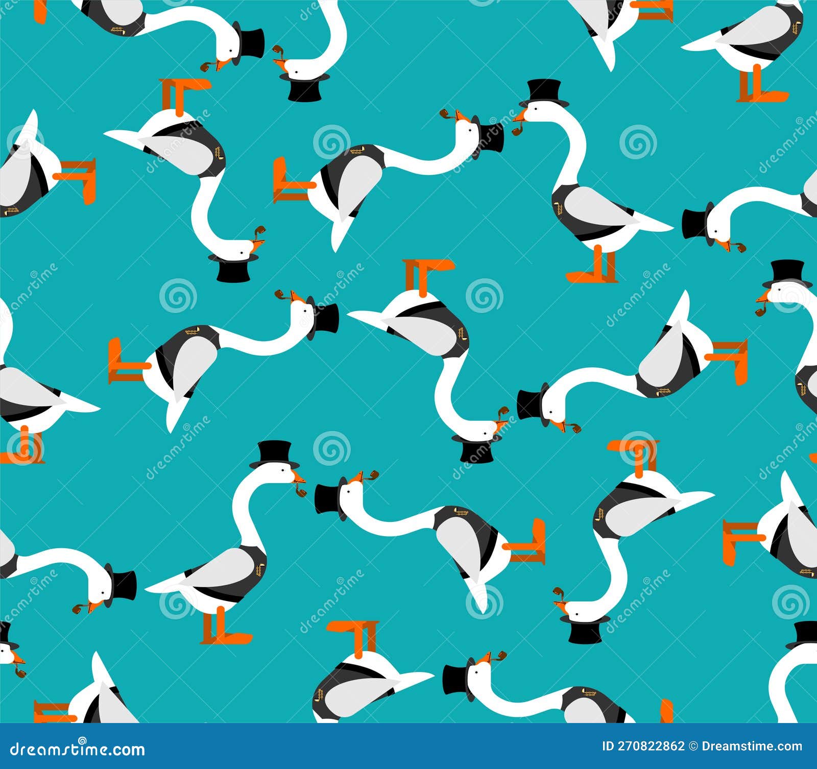 Goose Aristocrat Pixel Art Pattern Seamless. 8 Bit Goose In Hat And ...