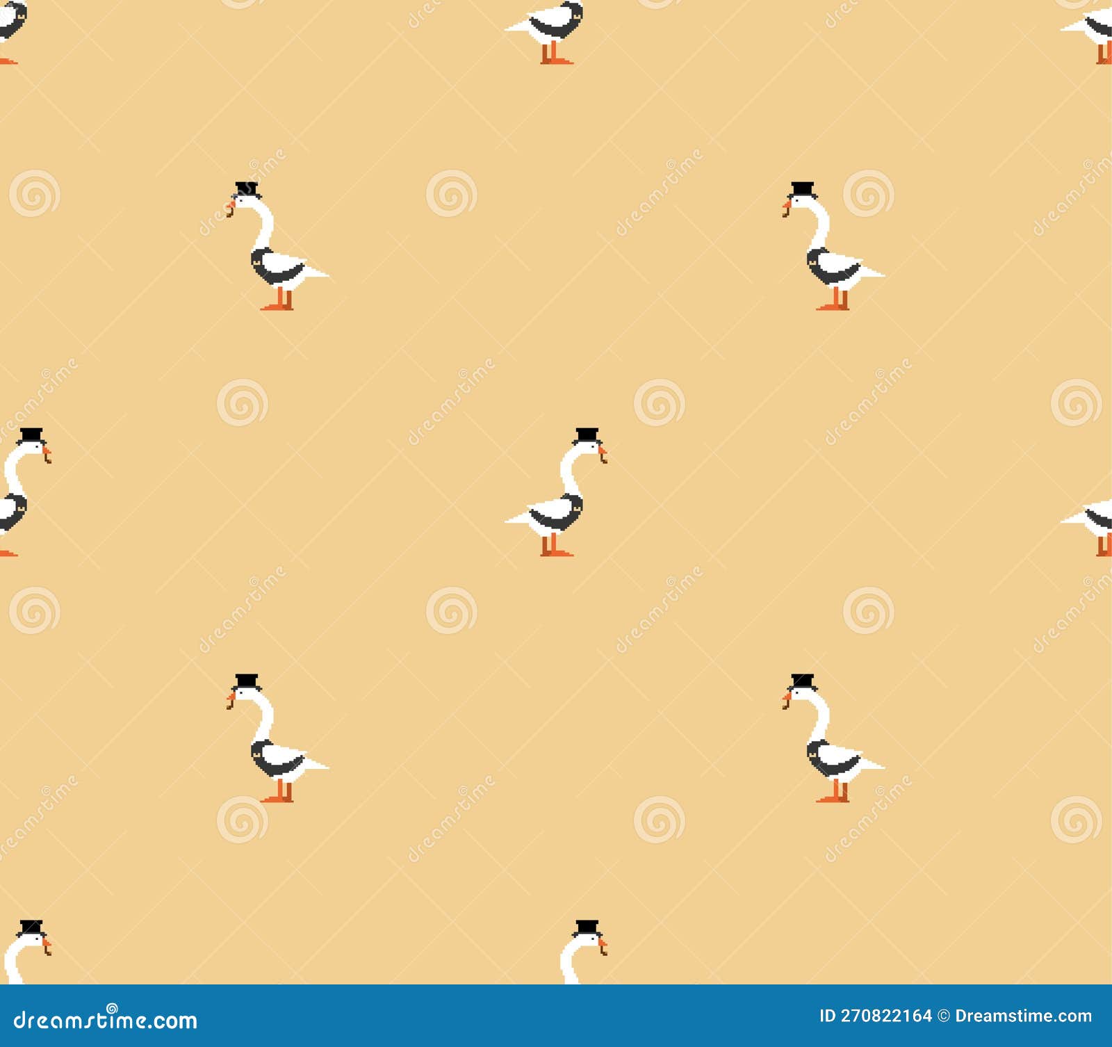 Goose Aristocrat Pixel Art Pattern Seamless. 8 Bit Goose In Hat And ...