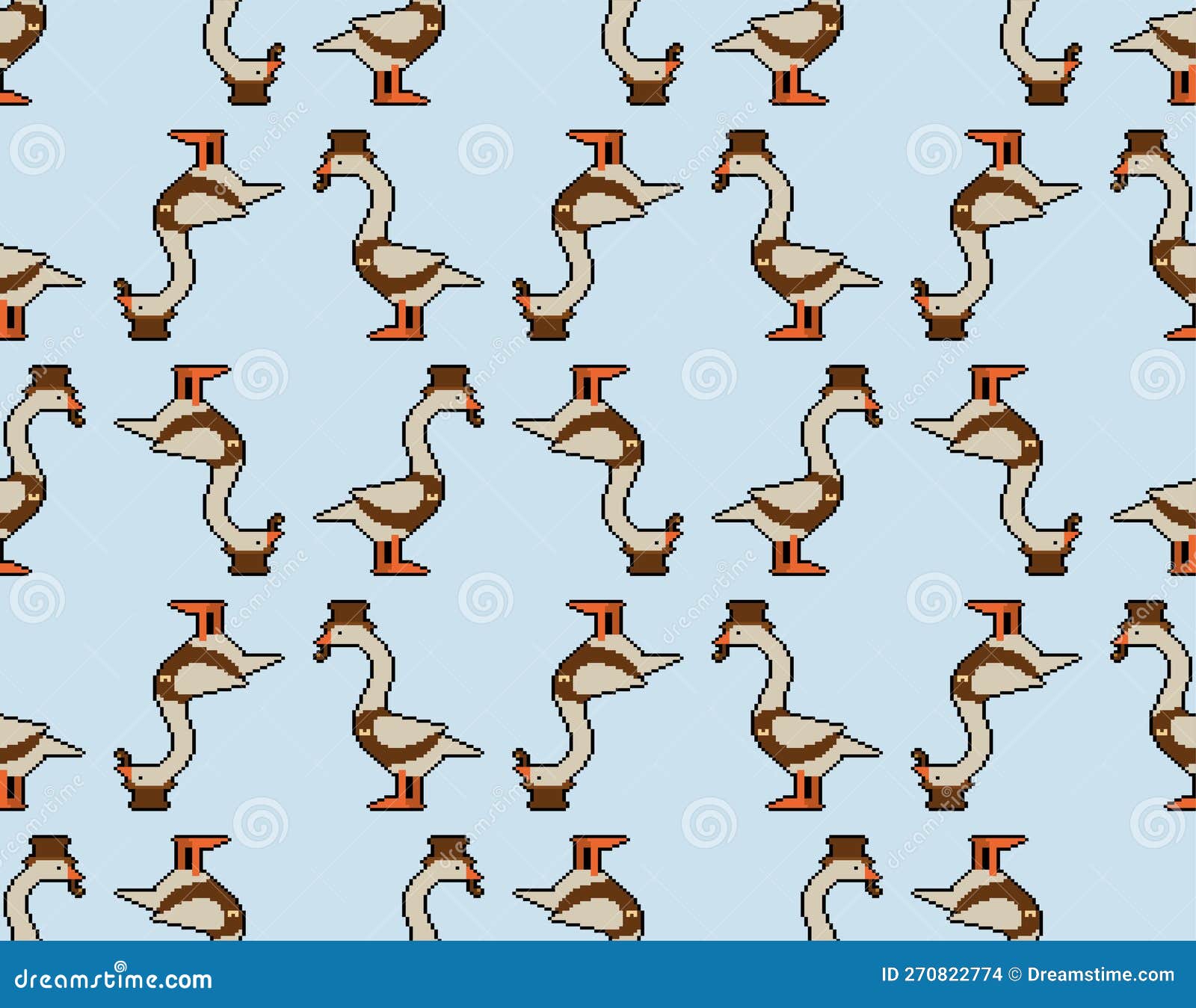 Goose Aristocrat Pixel Art Pattern Seamless. 8 Bit Goose in Hat and ...