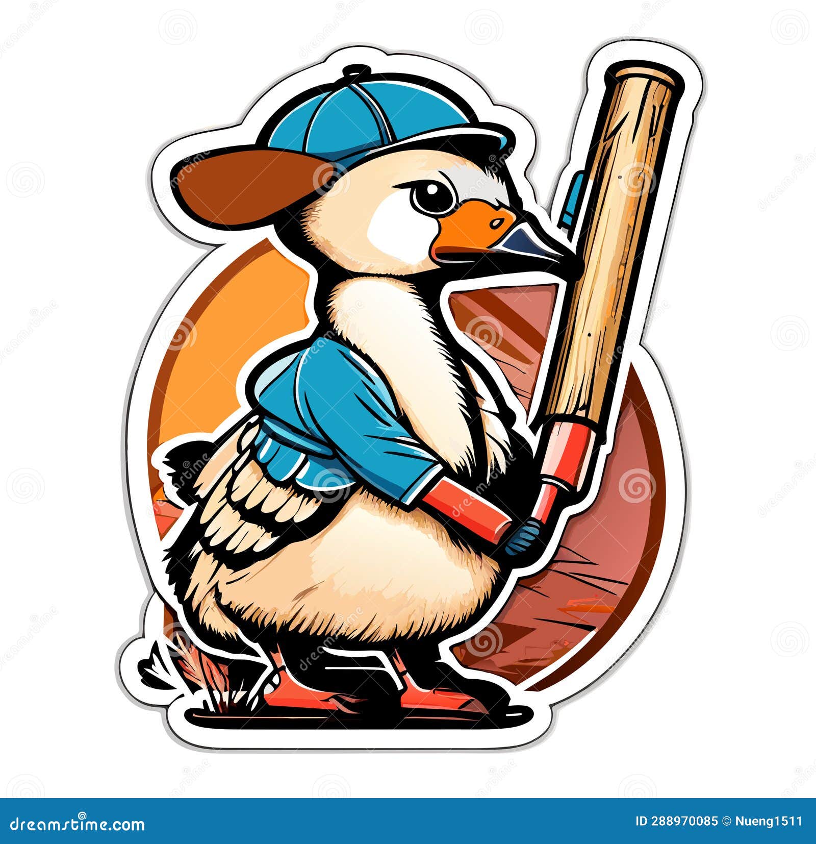 Goose with Baseball Bat Sticker Cute Stock Vector - Illustration of ...