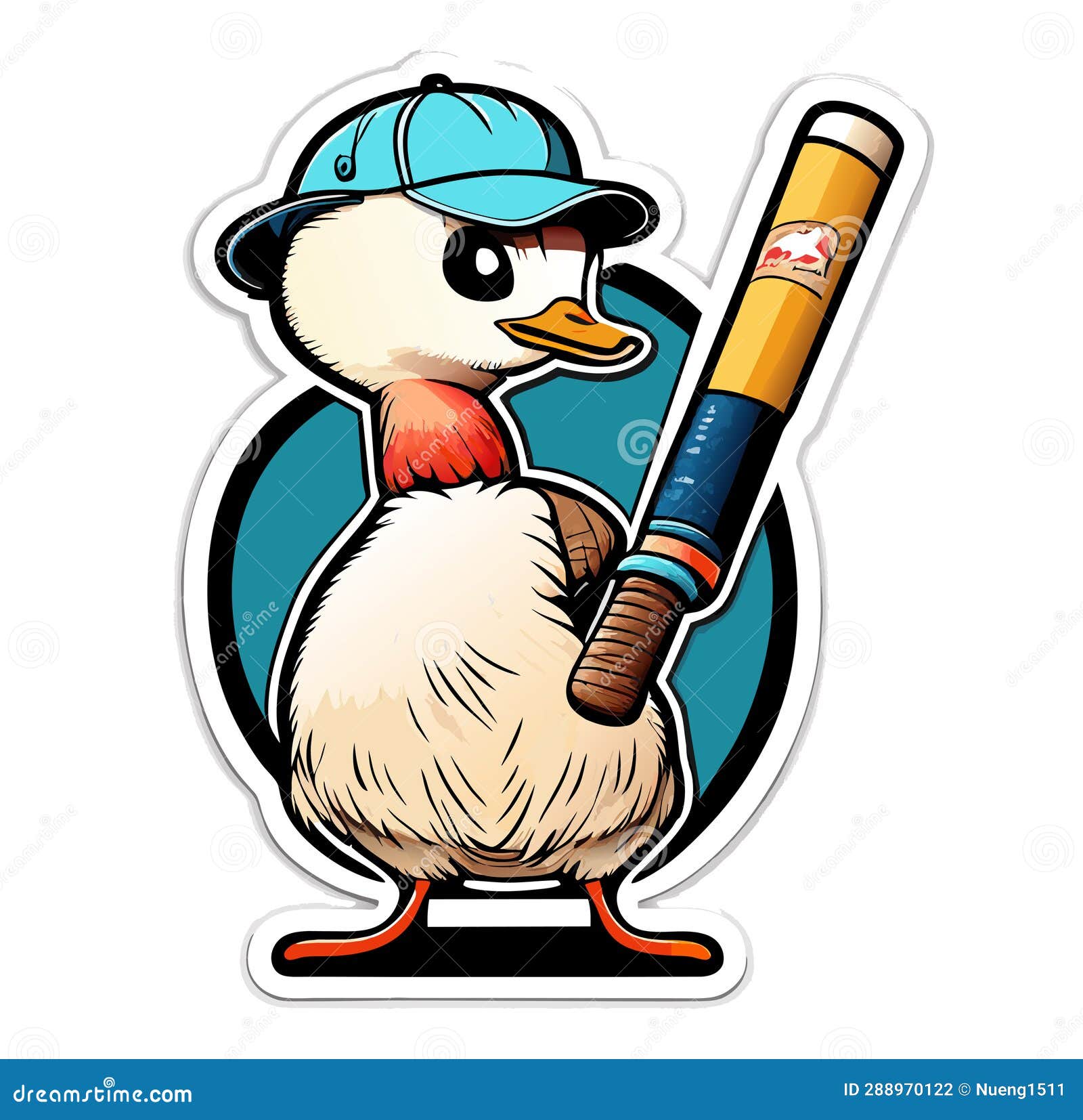 Goose with Baseball Bat Sticker Cute Stock Illustration - Illustration ...