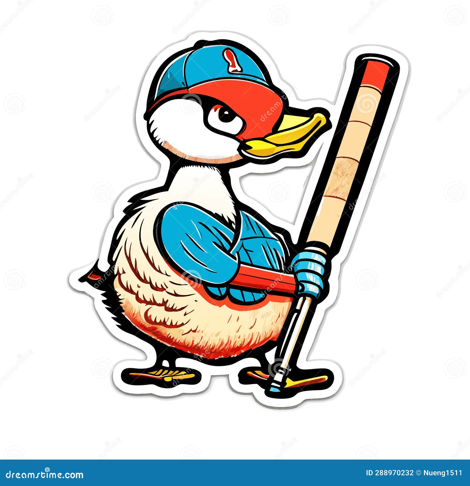 Goose with Baseball Bat Sticker Cute Stock Vector - Illustration of ...
