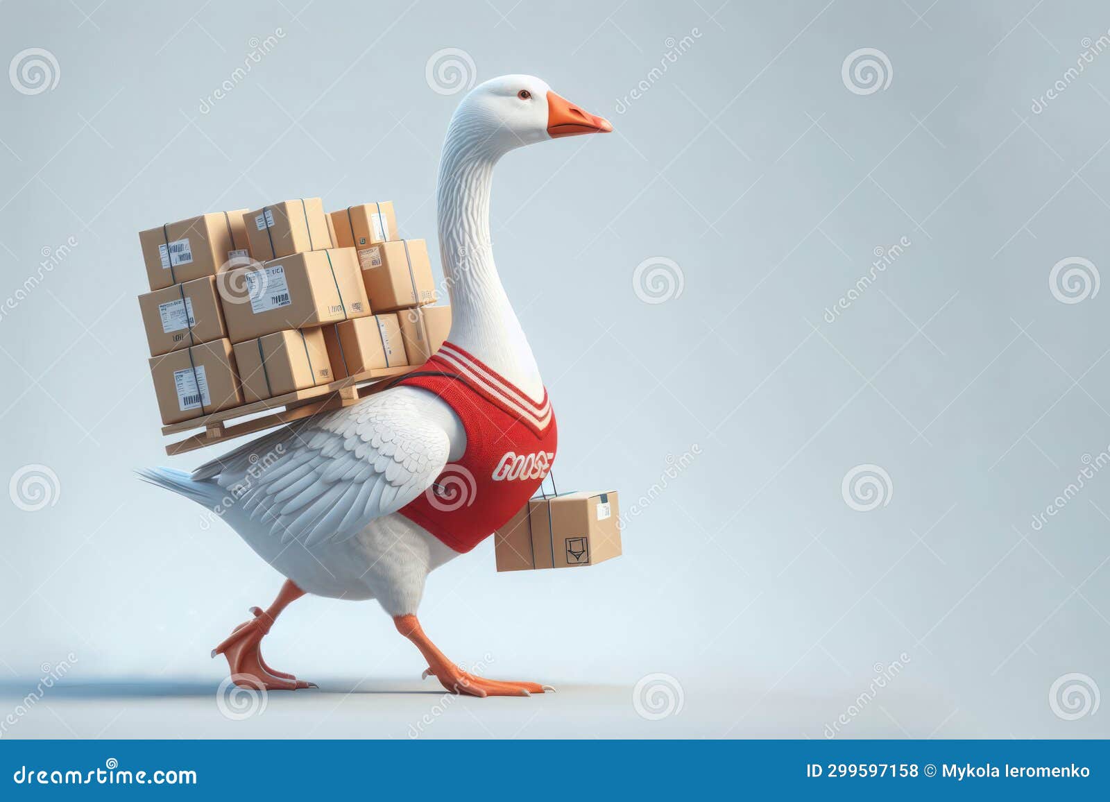 The Goose Carries the Parcels on Himself. Place for Text. Stock ...