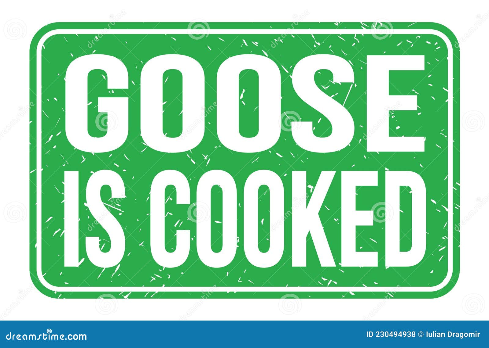 GOOSE is COOKED, Words on Green Rectangle Stamp Sign Stock Illustration ...
