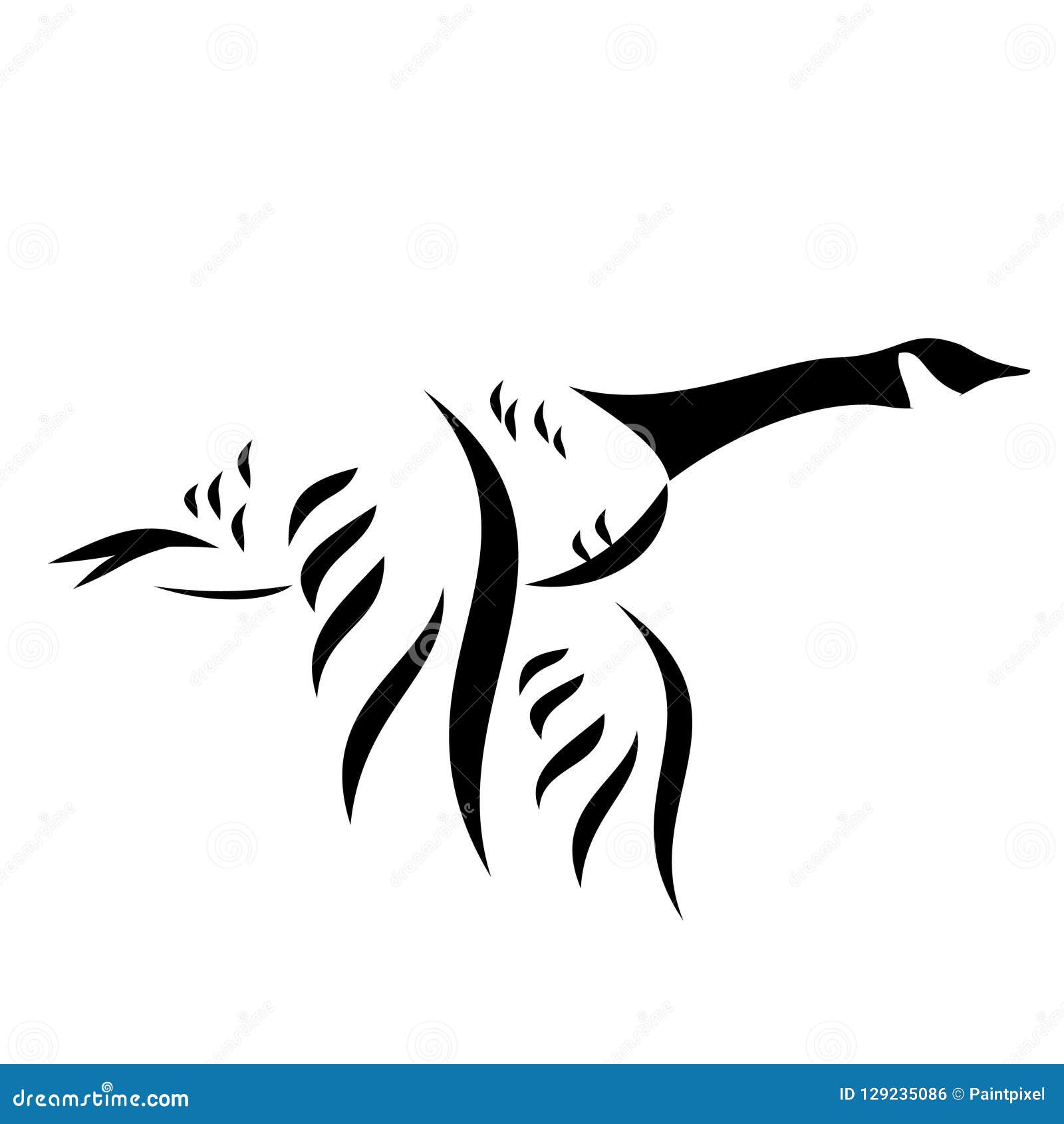 Goose with Downward Wings stock vector. Illustration of goose - 129235086