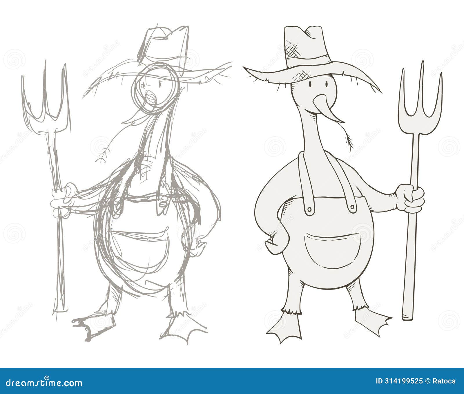 Draw The Hen Worker. Vector Construction Site Drawing Practice ...