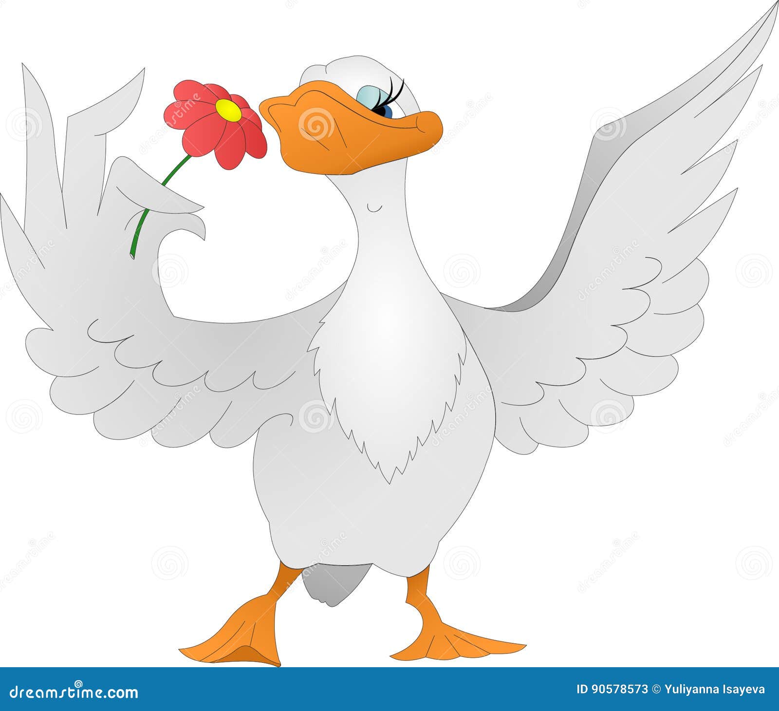 Goose with flower stock vector. Illustration of poultry - 90578573