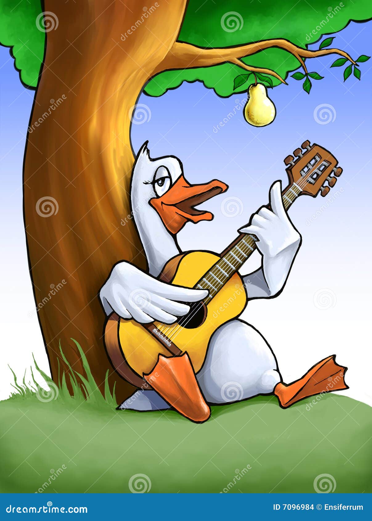Goose with a guitar stock illustration. Illustration of pear - 7096984