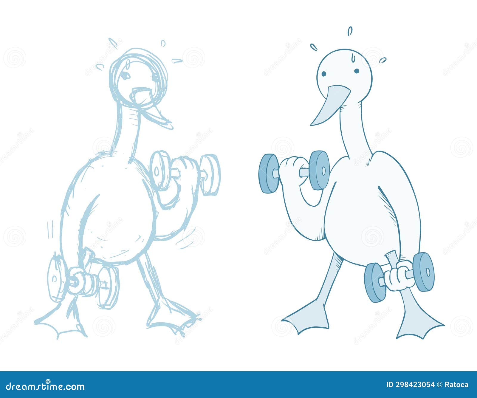 Goose in gym draw stock vector. Illustration of sketch - 298423054