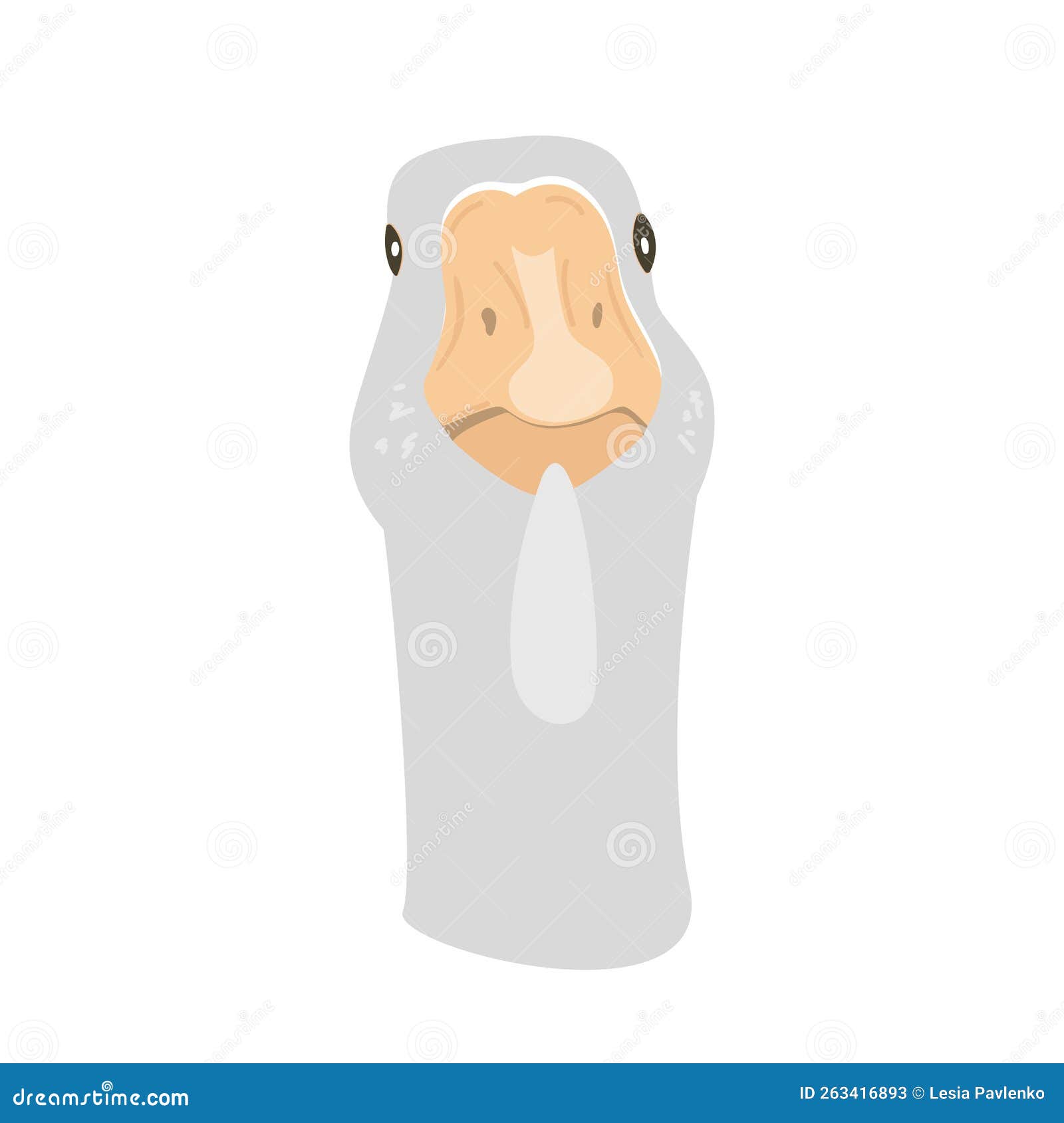 Goose Head Cartoon Vector Illustration Isolated on White. Flat Style ...